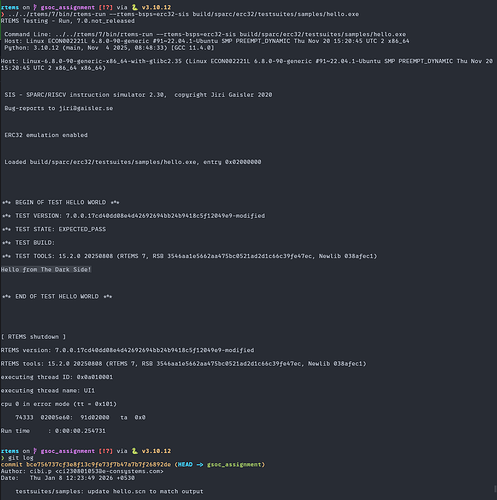 GSoC 2026/Cibi P: Hello World Completion on RTEMS (SPARC erc32 BSP ...
