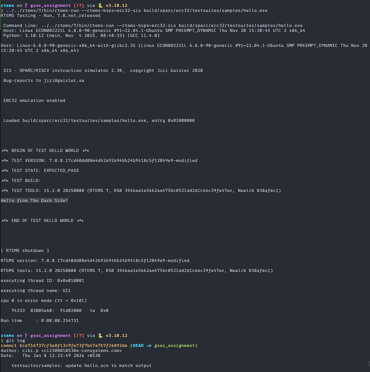 GSoC 2026/Cibi P: Hello World Completion on RTEMS (SPARC erc32 BSP ...