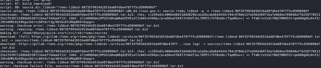 The checksum error while setting the rtems - libBSD - RTEMS Users