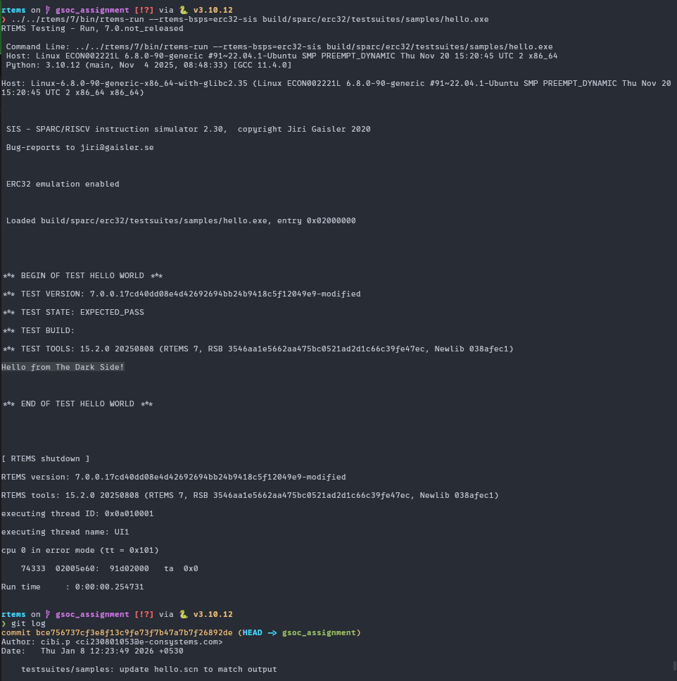 GSoC 2026/Cibi P: Hello World Completion on RTEMS (SPARC erc32 BSP ...